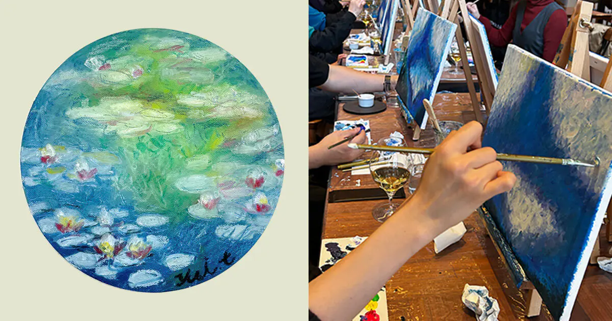 ＜artwine.tokyo NOHGA＞「アートワイン体験」モネ《睡蓮 1908》 with アートクレヨン | ノーガホテル 上野 東京